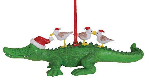 Gator With 3 Birds Orn - Obx - Item 109430 | The Christmas Mouse